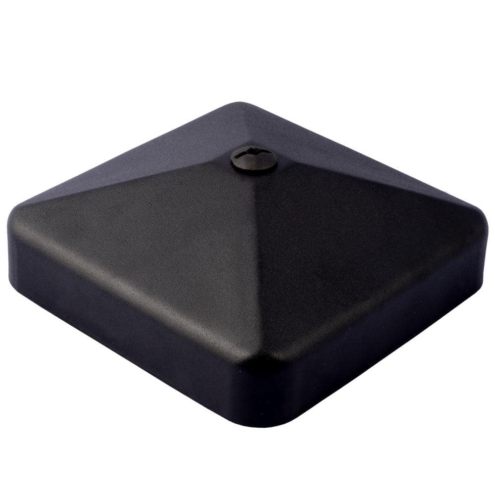 Fence Armor 4 in. x 4 in. Universal Black Metal Post Cap, fits 3-3/8 i ...