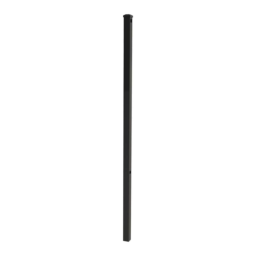 FORGERIGHT Newtown 2 in. x 2 in. x 6 ft. Black Aluminum Fence Line Pos ...