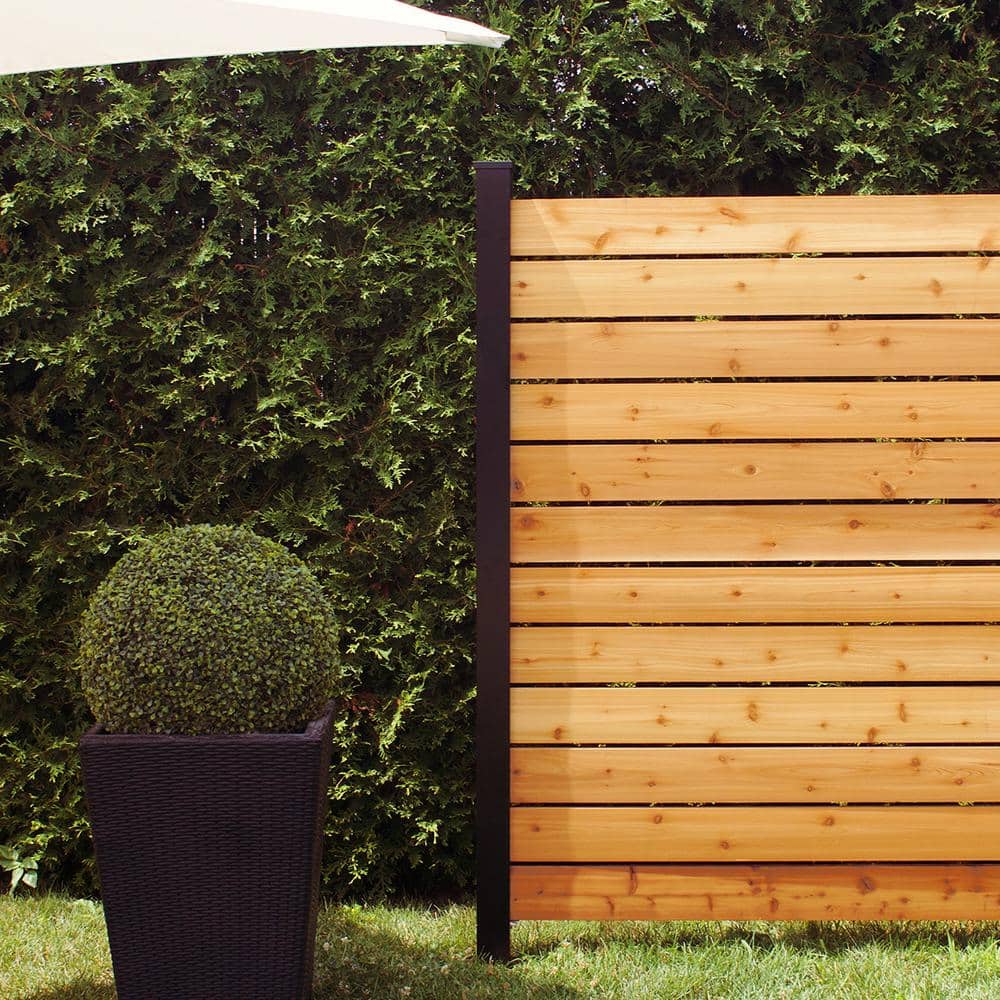 HOFT 96 in. Black Aluminum In-Ground Fence End Post Kit and Hardware ...