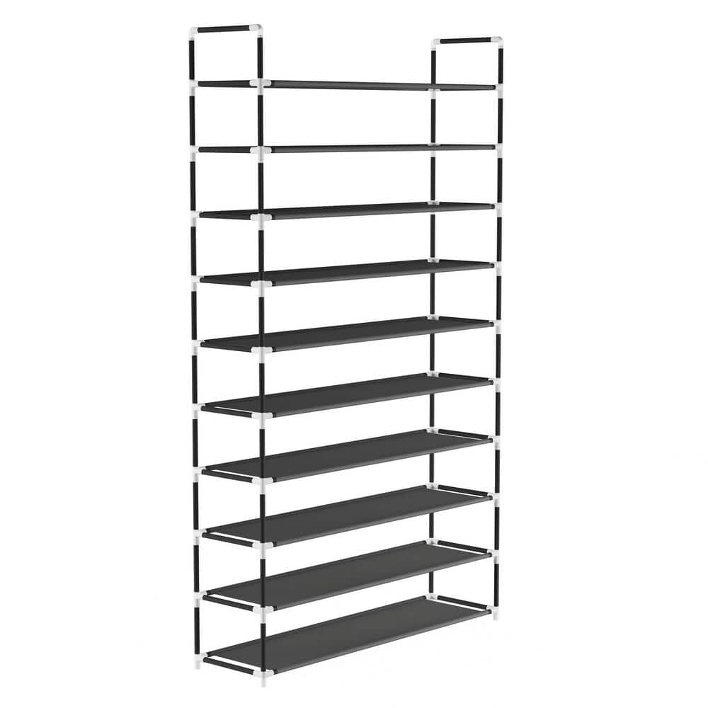 Lavish Home 67.75 H 50-Pair 10-Tier Black Polypropylene Shoe Rack ...