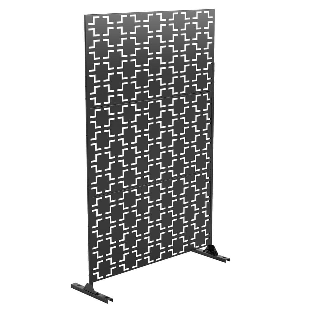 Lirago 47.2 in. W x 76 in. H Rust Color Metal Outdoor Privacy Screen P ...