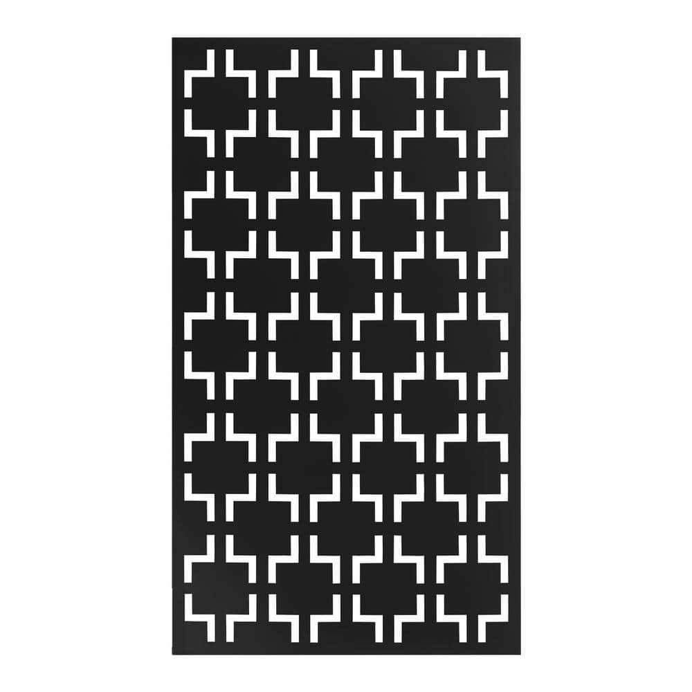 Decorative Outdoor Metal Privacy Screen Panel Checkered Pattern in Bla ...