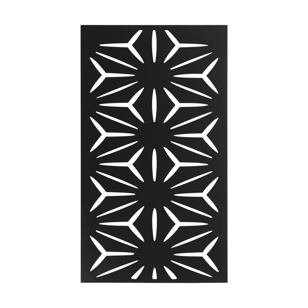 Decorative Outdoor Metal Privacy Screen Panel Flower Pattern in Black ...