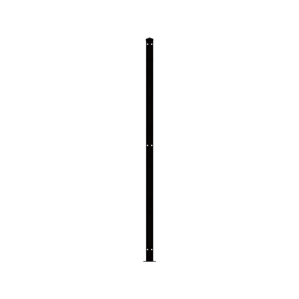 FORGERIGHT 74 in. H Deco Grid Black Steel Post with Flange, Cap, and C ...