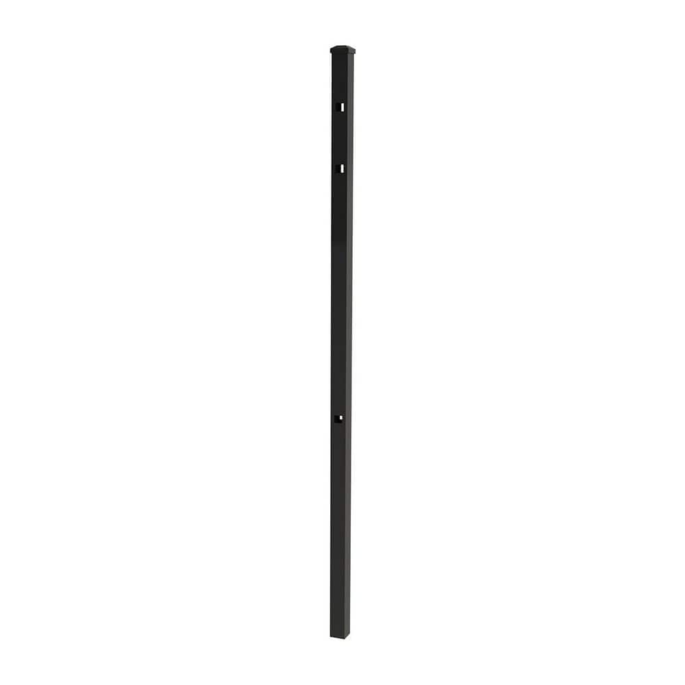FORGERIGHT 96 in. x 6 ft. Osprey Black Aluminum Line Post with Flat Ca ...
