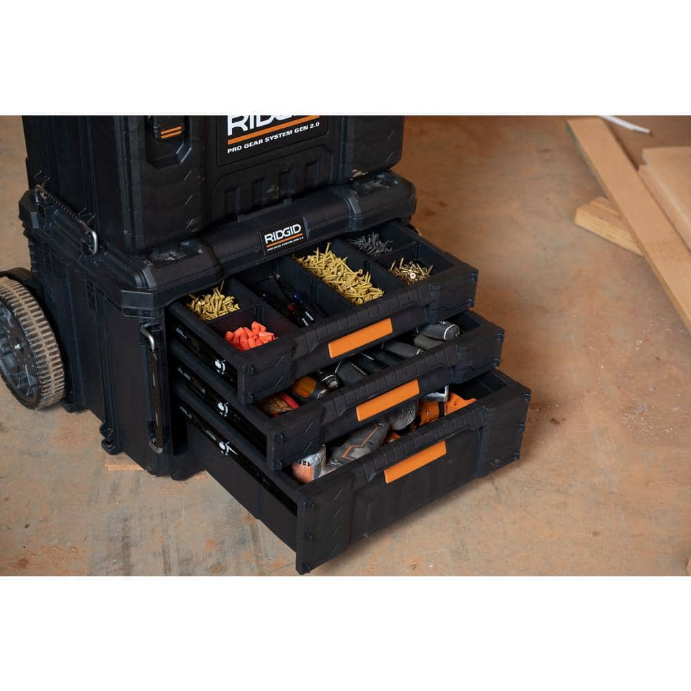 RIDGID Pro Gear System Gen 2.0 XL 3-Drawers Water and Dust Resistant D ...