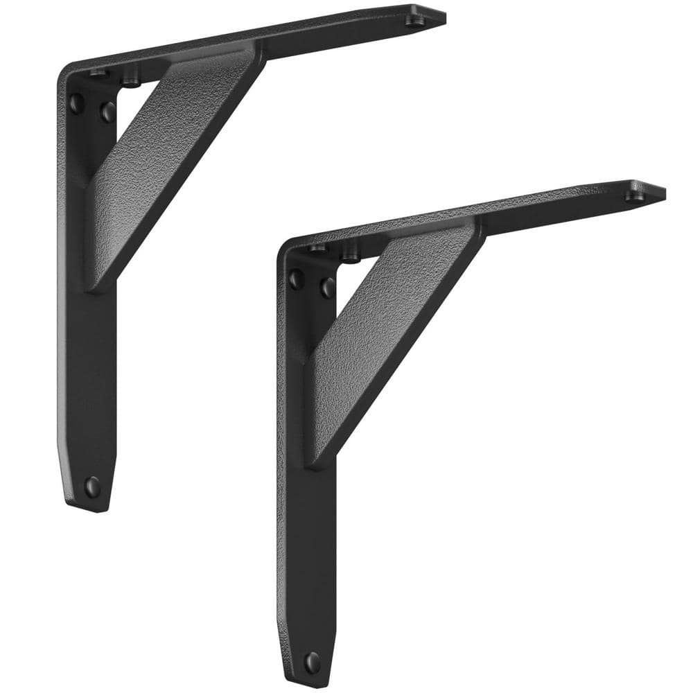 Jetstream 8 in. L Black Iron Heavy Duty Shelf Bracket (2-Pack) – Super ...