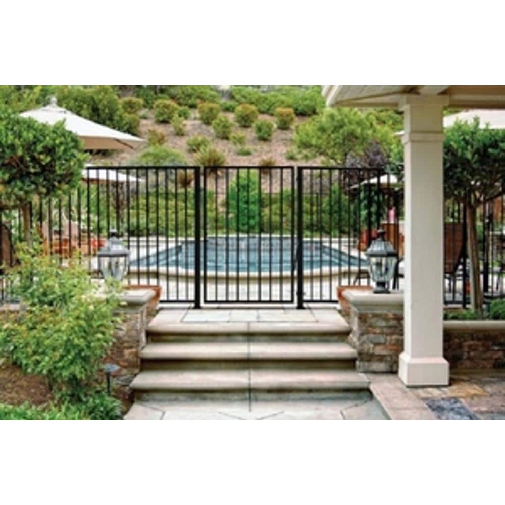 US Door and Fence Pro Series 4.84 ft. H x 7.75 ft. W Black Steel Fence ...