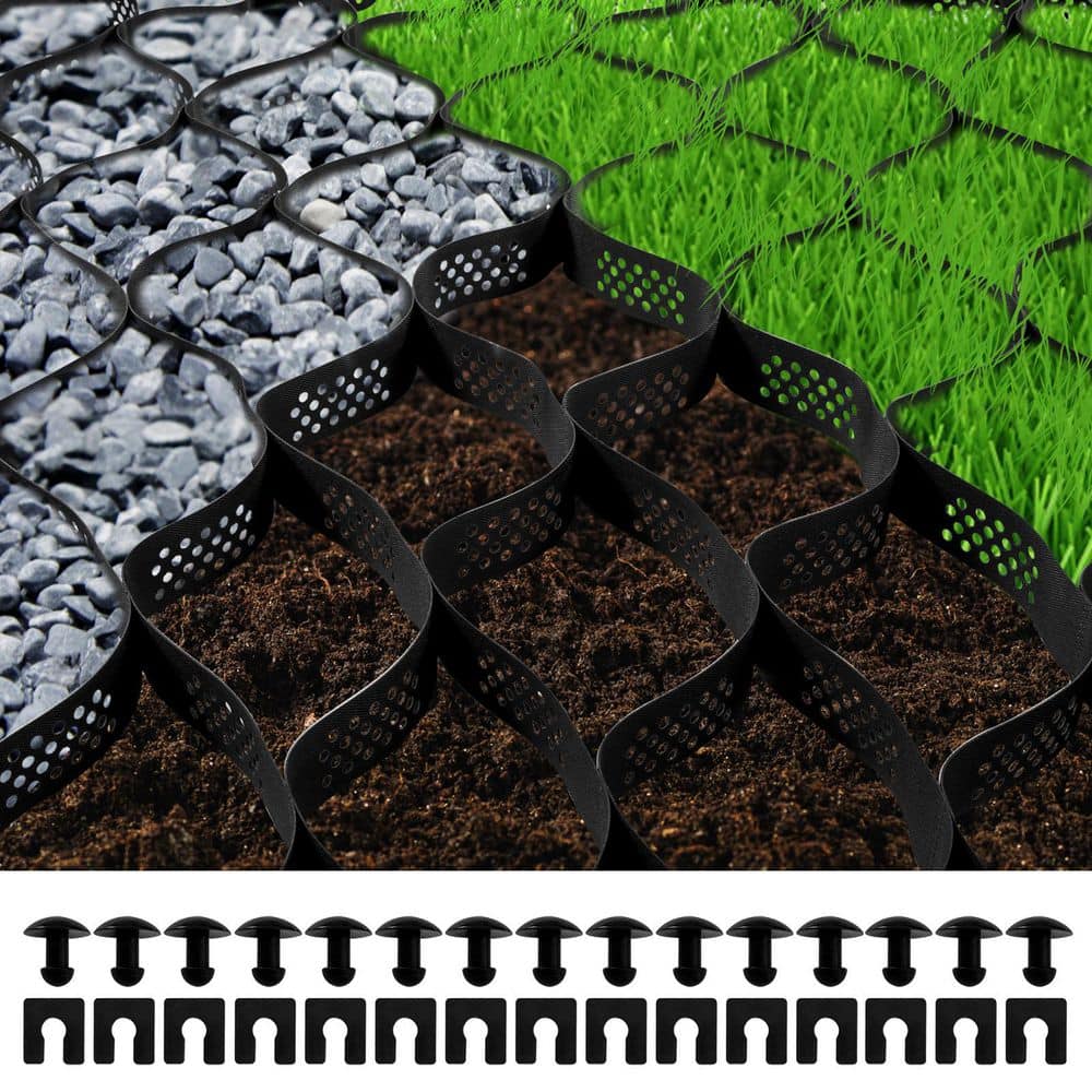 VEVOR Geocell Ground Grid 25 ft. x 9.5 ft. x 3 in. Geo Grid Driveway 1 ...