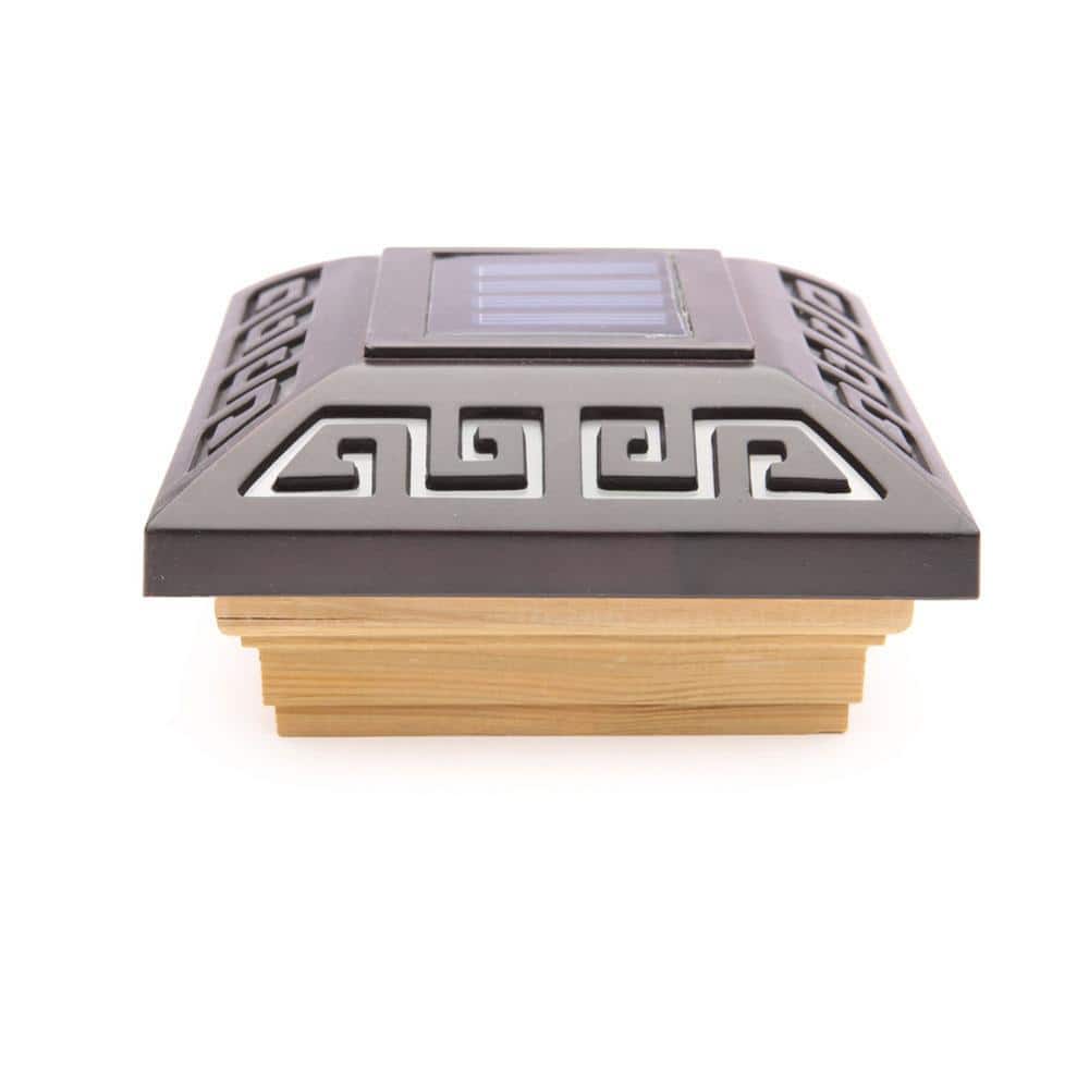 Deckorators 4 in. x 4 in. Bronze Labyrinth Solar LED Post Cap – Super Arbor