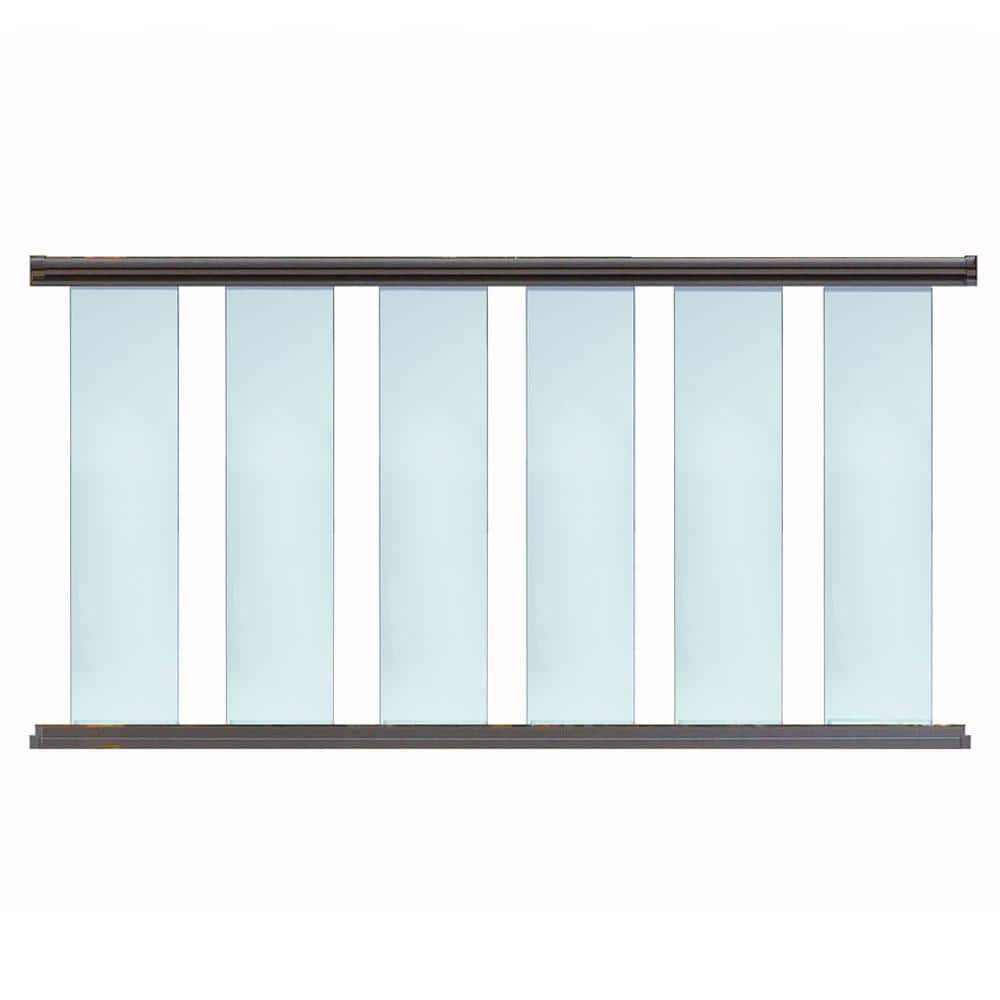 EZ Handrail 6 ft. x 36 in. Bronze Aluminum Frame Glass Baluster Railin ...