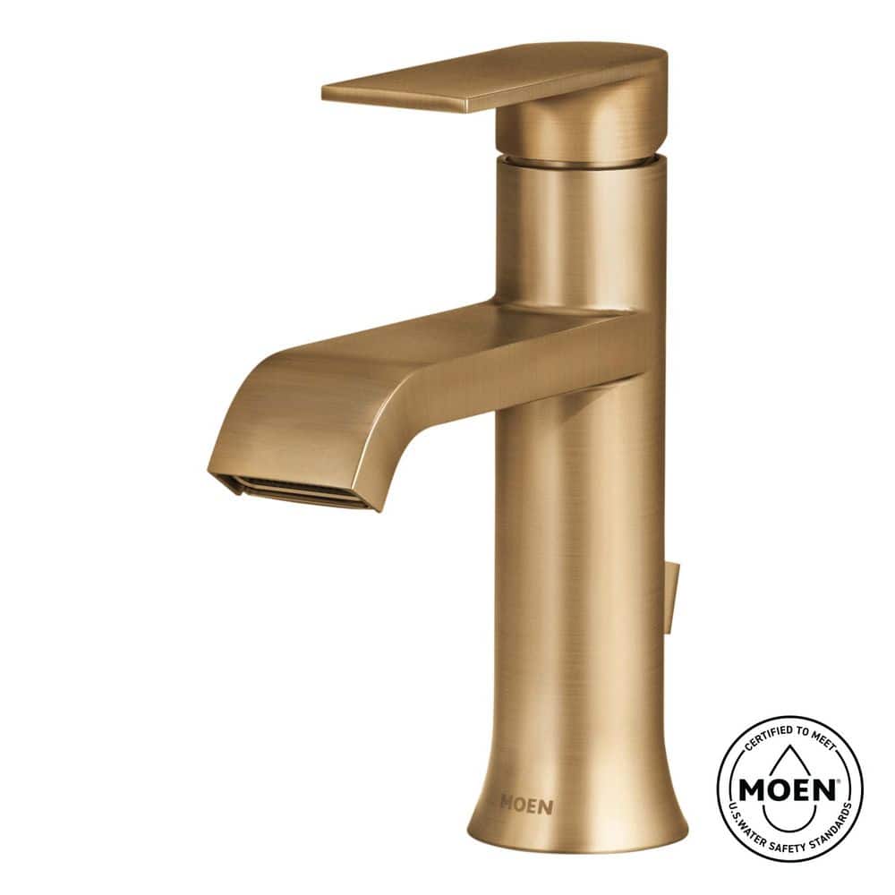 Moen Genta Single Handle Single Hole Bathroom Faucet in Bronzed Gold ...