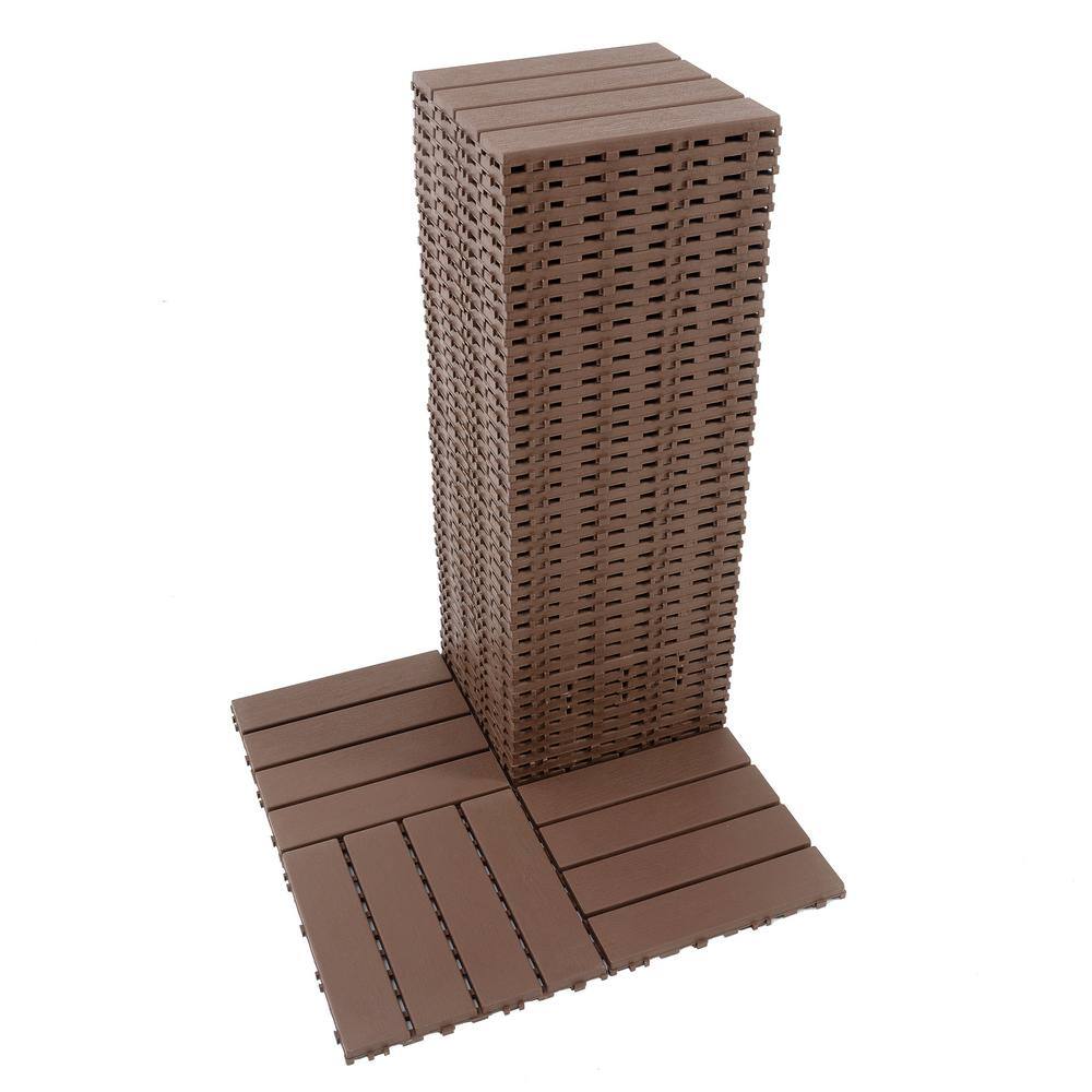Amucolo 12 in. x 12 in. Waterproof Plastic Interlocking Deck Tiles in ...