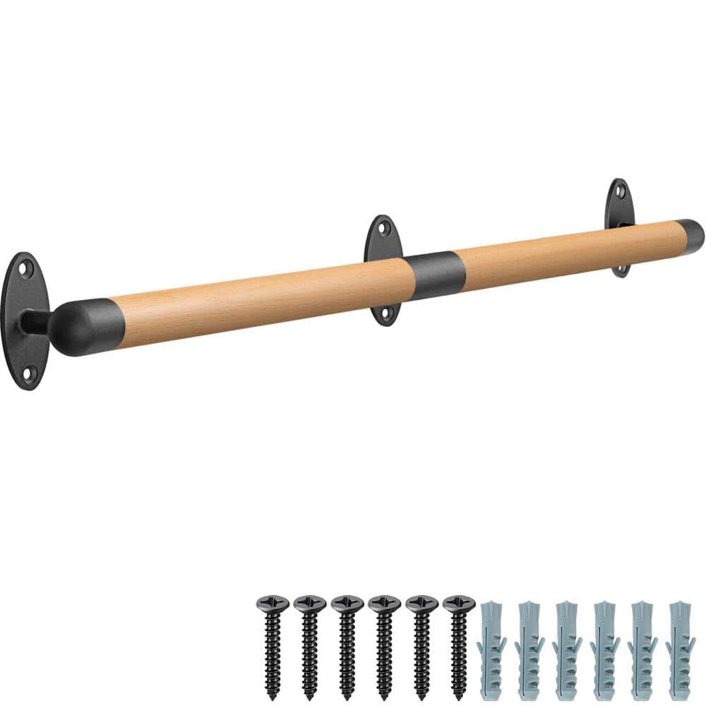 Angel Sar 52 in. Wood Handrail Indoor Stairs Handrail Wall Mount Handr ...