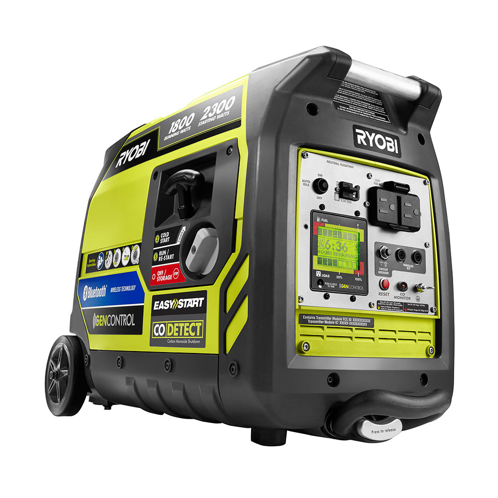 RYOBI 2,300 Starting Watt Reconditioned Bluetooth Super Quiet Gasoline ...