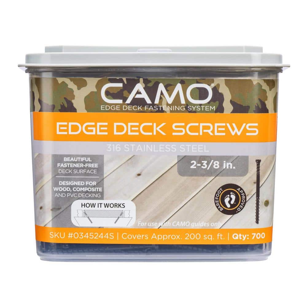 CAMO 2-⅜ in. 316 Stainless Steel Trimhead Hidden Edge Deck Screw (700 ...