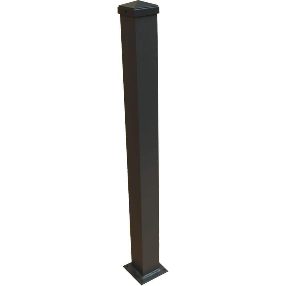 EZ Handrail 3 in. x 3 in. x 38 in. Bronze Aluminum Post with Welded Ba ...