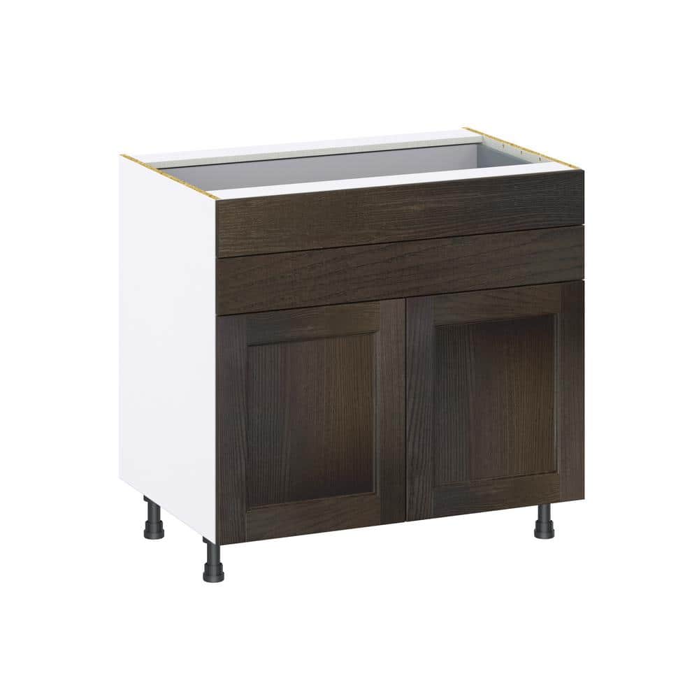 J COLLECTION Lincoln Chestnut Solid Wood Assembled Base Kitchen Cabine ...