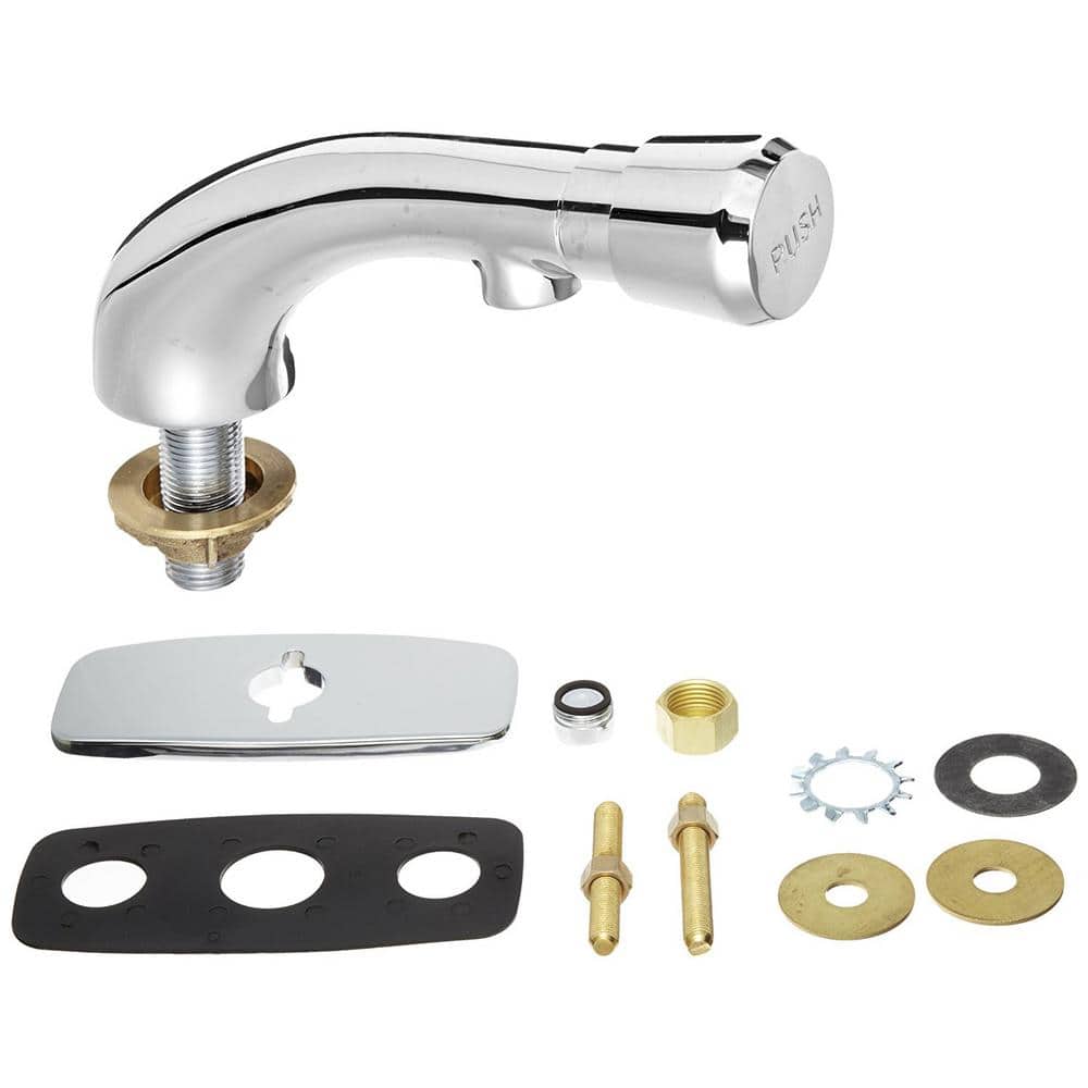 Zurn Single Handle Metering Utility Faucet with Push-Button in Chrome ...