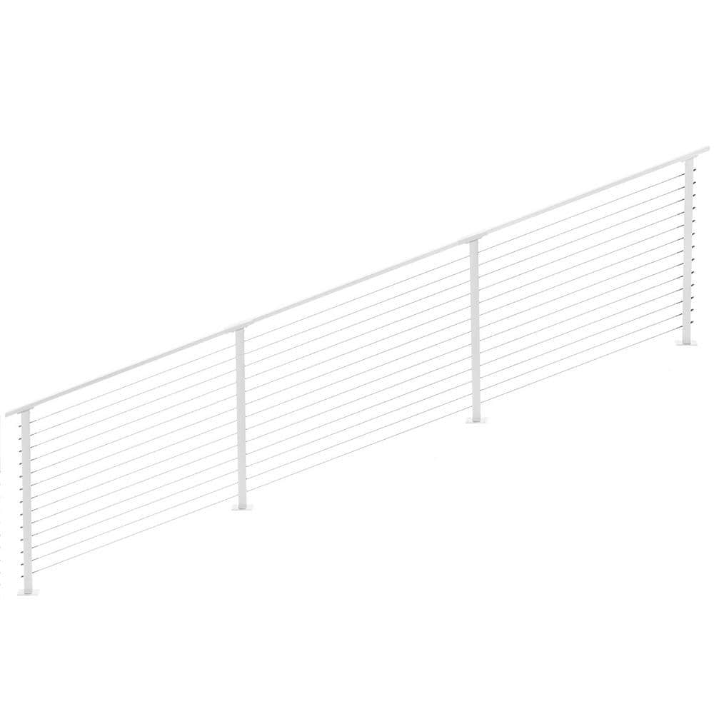 CityPost 14 ft. Stair Cable Railing, 42 in. Base Mount, White – Super Arbor