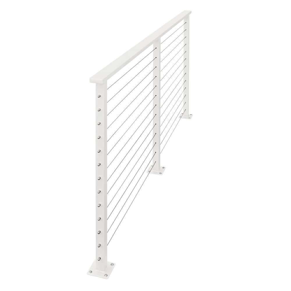 CityPost 54 ft. x 42 in. White Deck Cable Railing, Base Mount – Super Arbor