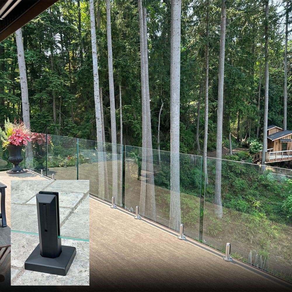 ClearView GLASS RAILINGS 42 in. x 39 in. CVGR Hercules Glass Panel wit ...