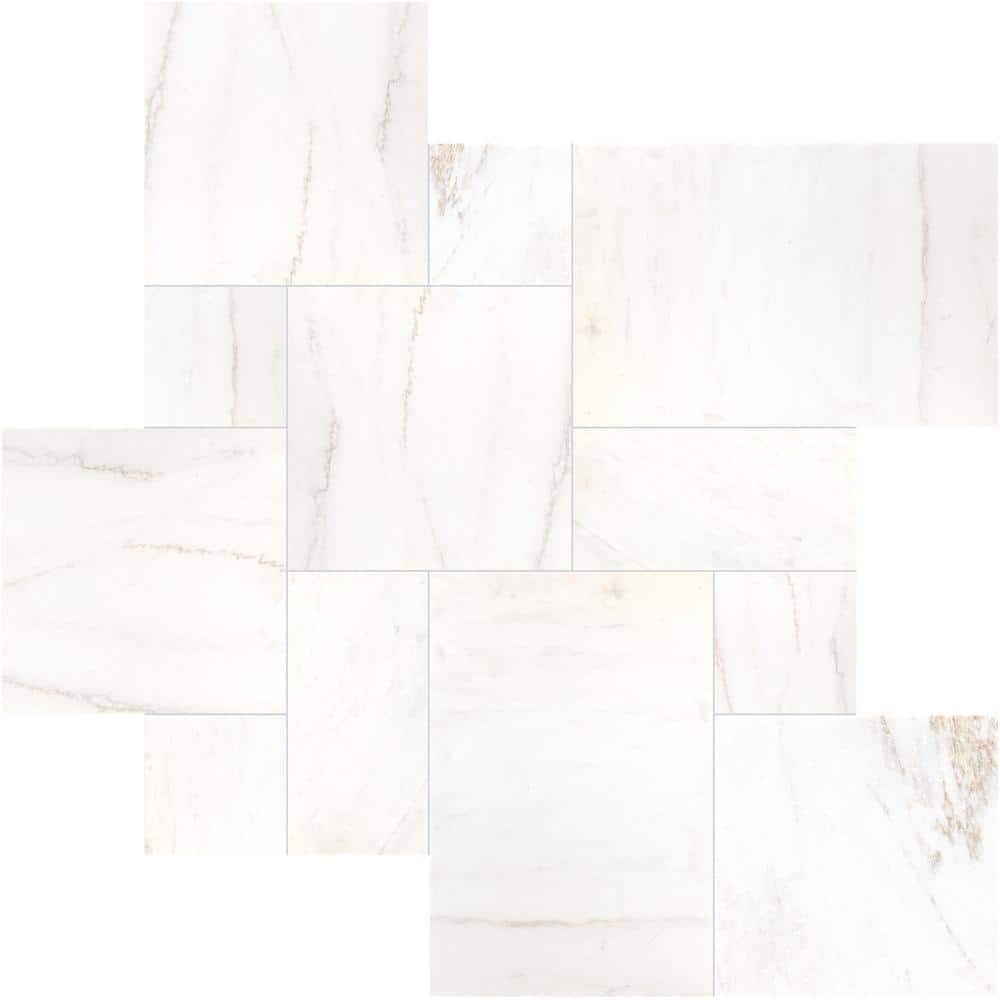 MSI Cosmic White Sandblast Marble 10 Piece Paver Tile Kit (10 Kits/160 ...