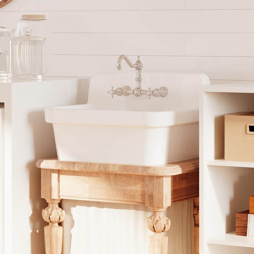 Eridanus Mason Wall Mount Laundry Utility Sink 10 Gallon in Crisp Whit ...