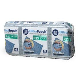Energy Star Qualified; UltraTouch R-13 Recycled Denim Batt Insulation ...