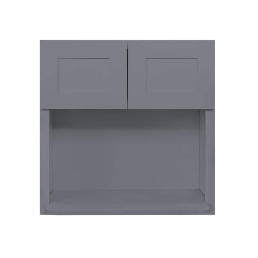 LIFEART CABINETRY Lancaster Gray Plywood Shaker Stock Assembled Wall M ...