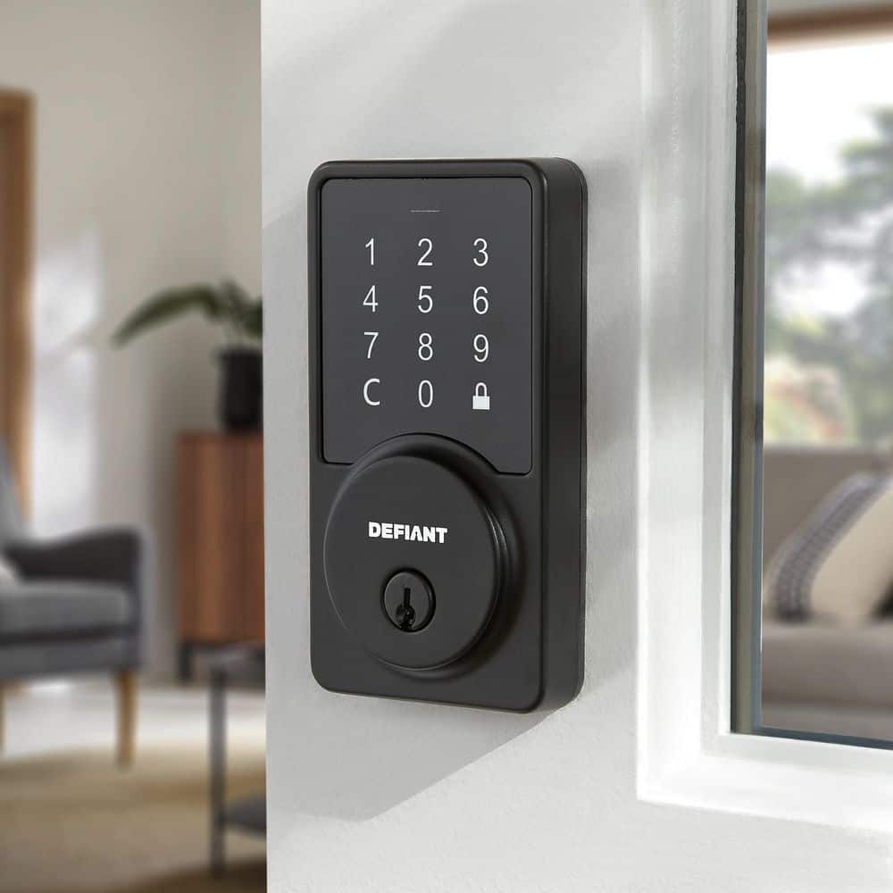 Defiant Square Matte Black Smart Wi-Fi Deadbolt Powered By Hubspace – Super Arbor