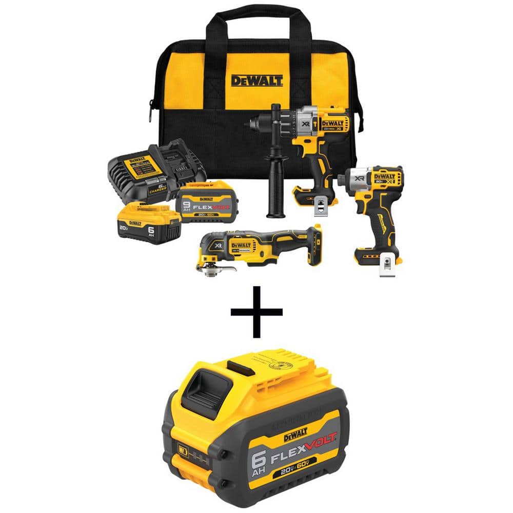 DEWALT 20-Volt Lithium-Ion Cordless 3-Tool Combo Kit with Flexvolt 9 A ...