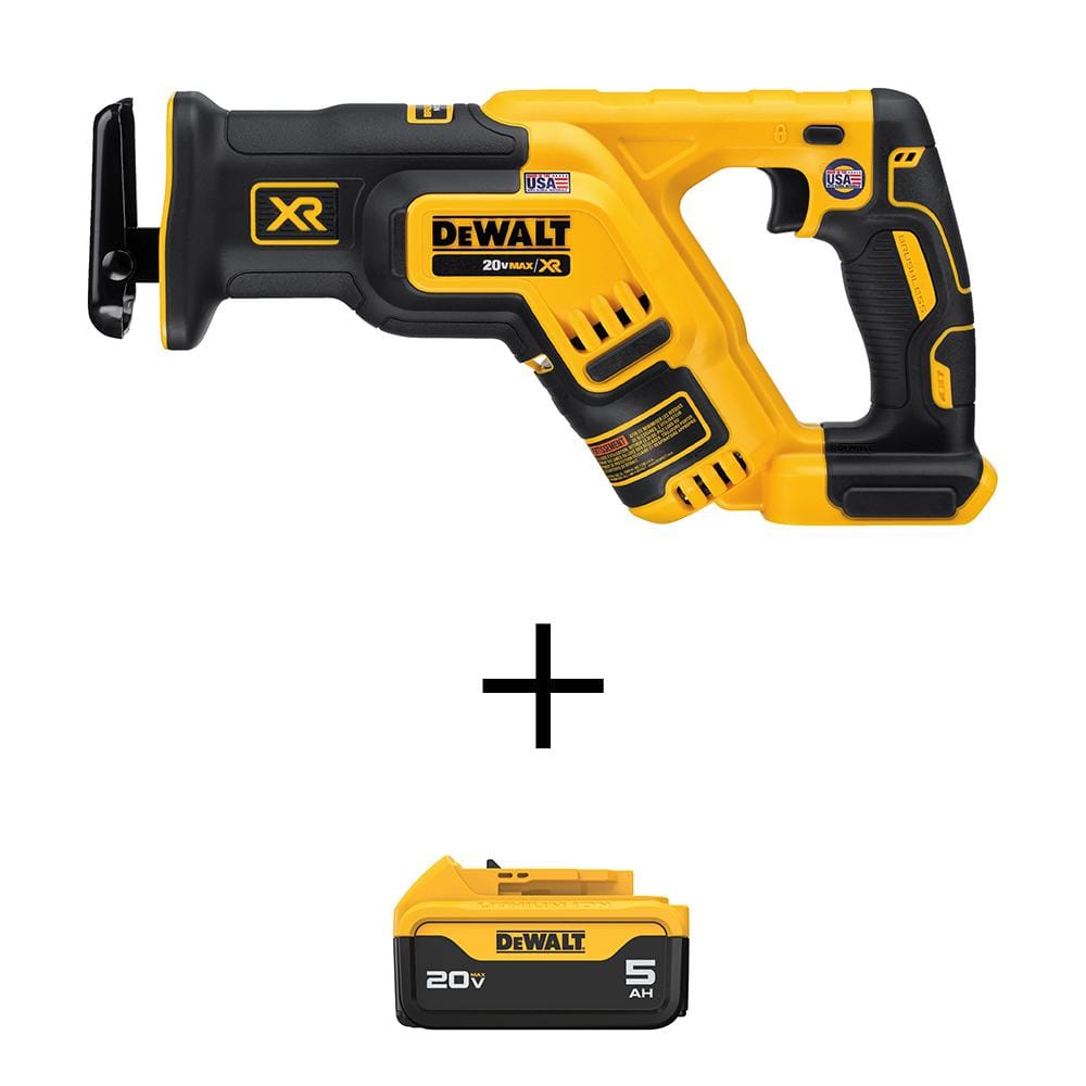 DEWALT 20V MAX Cordless Brushless Compact Reciprocating Saw with 5.0Ah ...