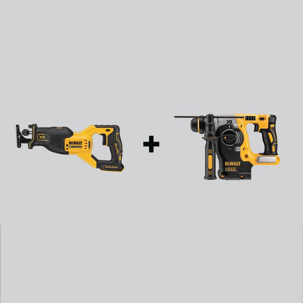DEWALT 20V MAX XR Cordless Brushless Reciprocating Saw and Rotary Hamm ...