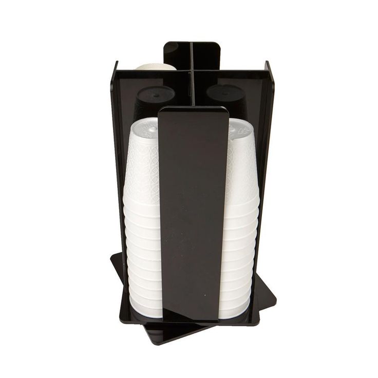 4-Compartment Black Acrylic Rotating Cup Dispenser and Lid Dispenser ...