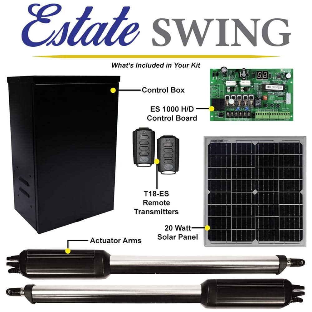 Estate Swing Dual Swing Automatic Gate Opener Kit with 20-Watt Solar P ...