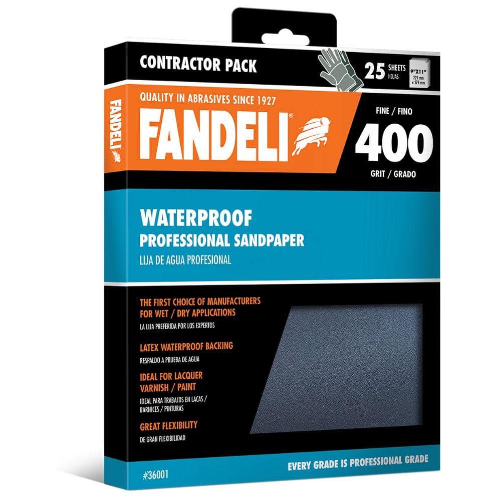 Fandeli 9 in. x 11 in. 400 Grit Fine Silicon Carbide Waterproof Sandpa ...