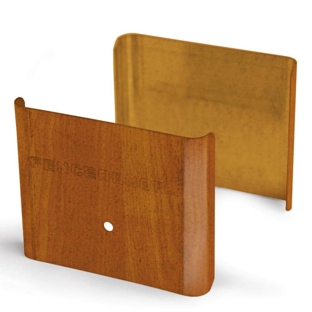 Fence Armor Redwood Demi Fence Post Guard 3.5 in. L x 3 in. H x .5 in ...