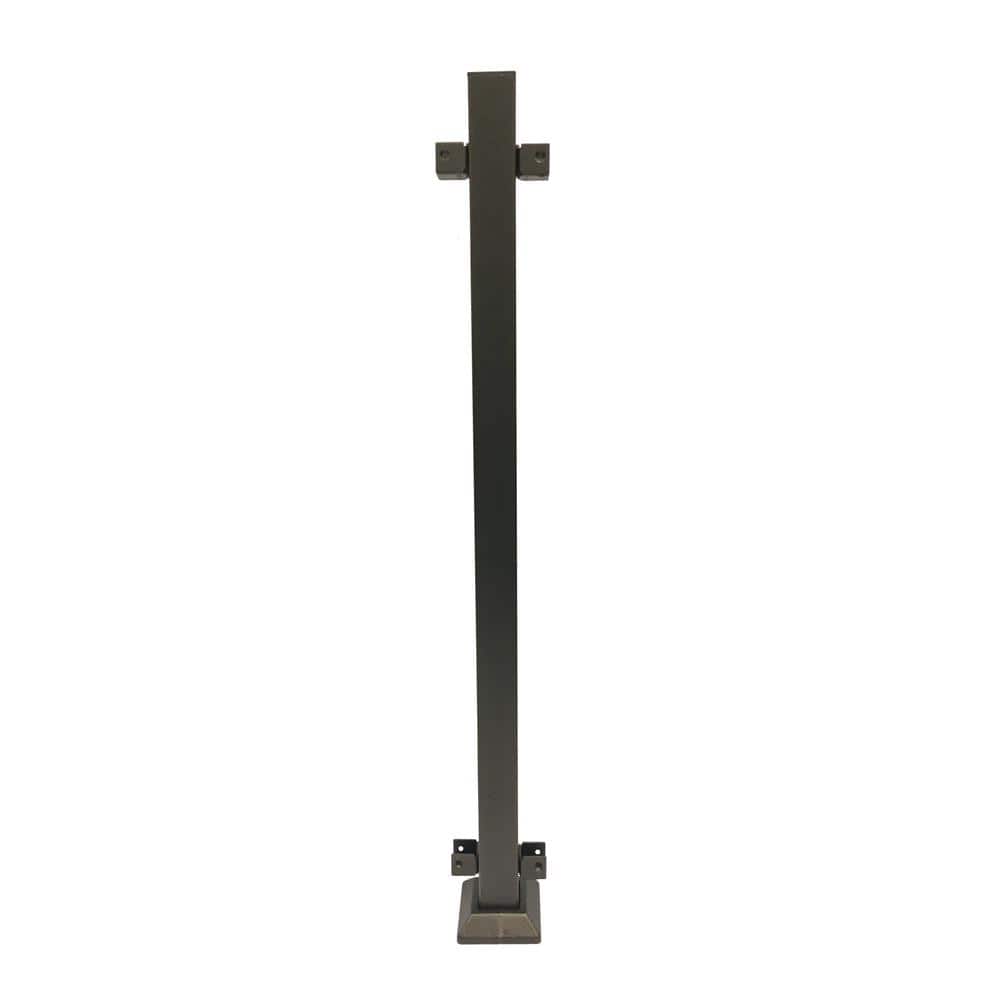 FORTRESS Fe26 2 in. x 2 in. x 39-1/2 in. Bronze Steel Railing Line Pos ...