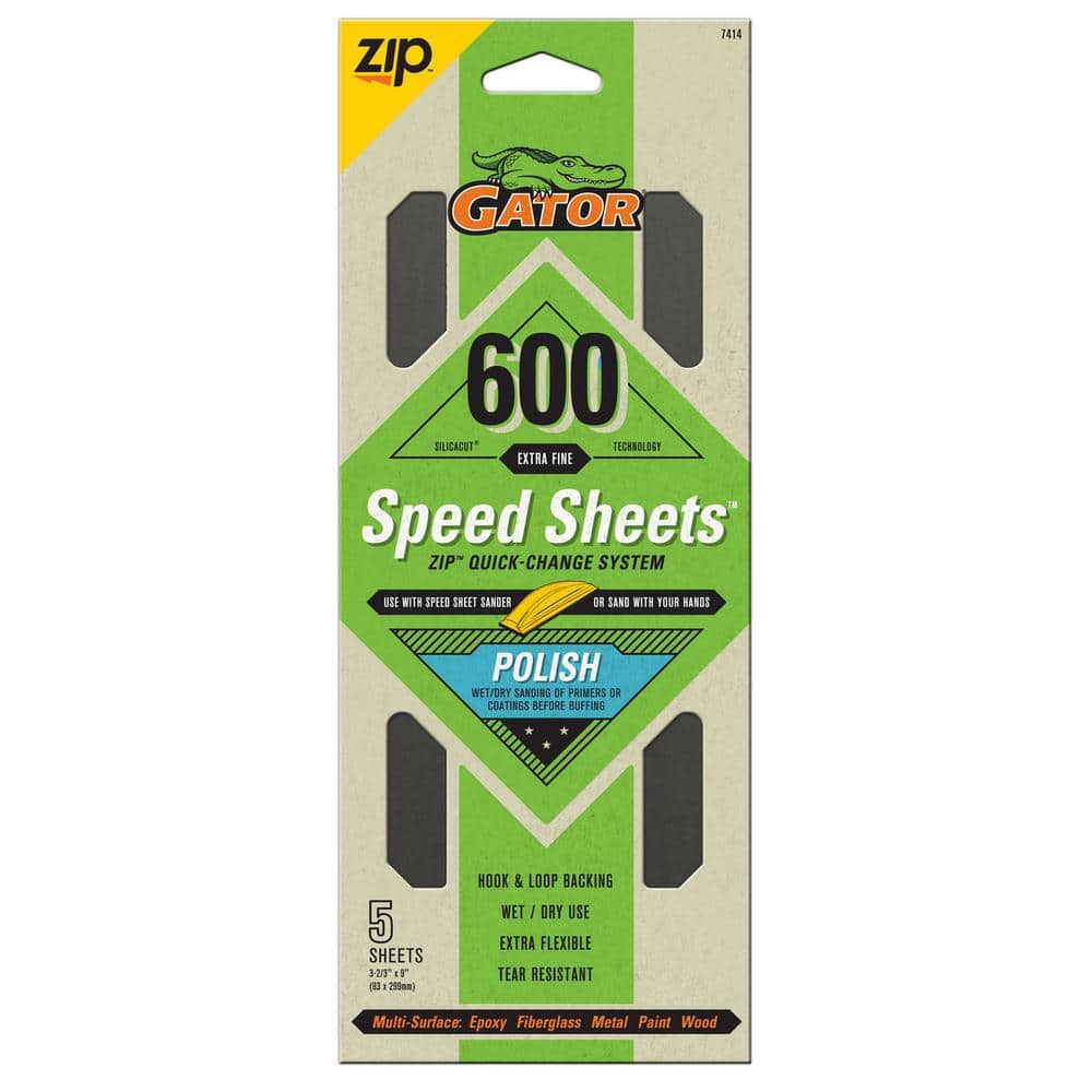 Gator SilicaCut Speed Sheets 3-2/3 in. x 9 in. 600 Grit Extra Fine Hoo ...