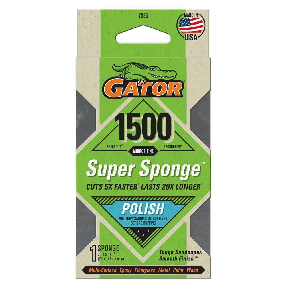 Gator Super Sponge 3 in. x 5 in. x 1 in. Mirror Fine 1500-Grit Sanding ...