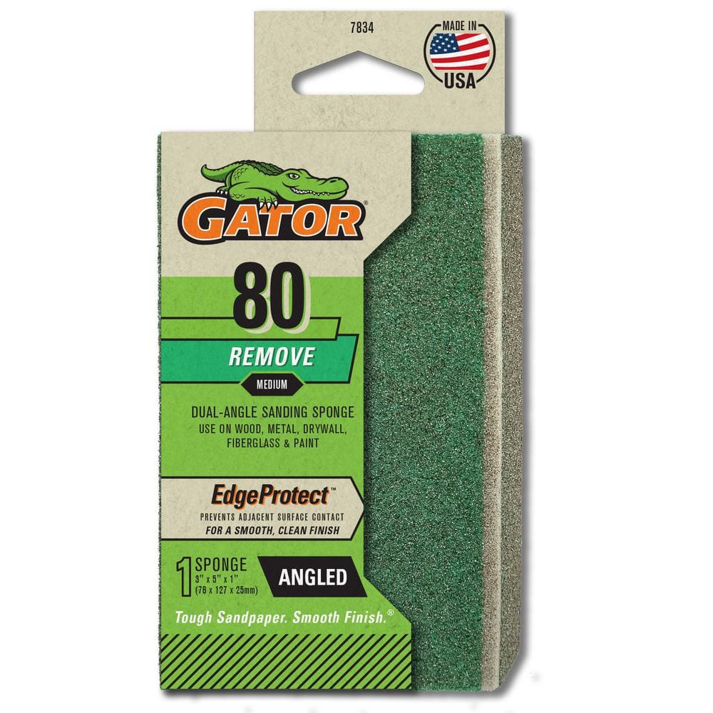 Gator Edge Protect 3 in. x 5 in. x 1 in. 80-Grit Angled Medium Sanding ...