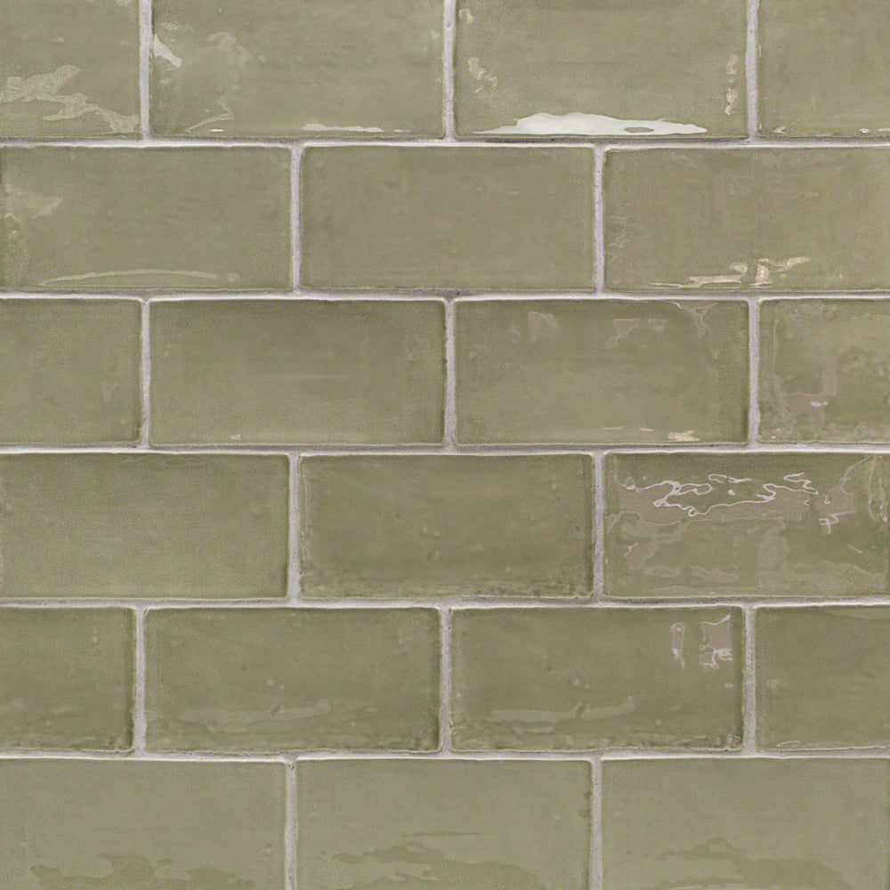 Lancaster Celery Green 3x6 Polished Ceramic Subway Tile for Walls ...