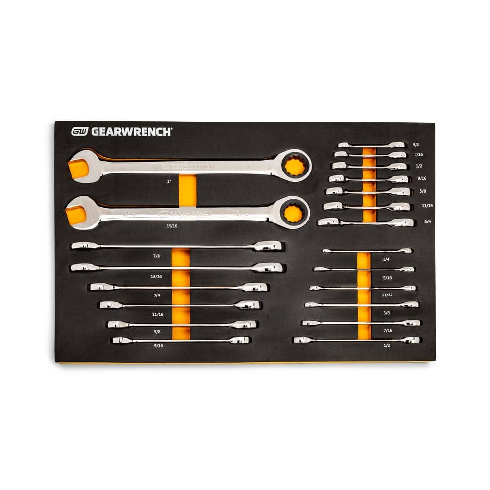 GEARWRENCH 21-Piece 72T SAE Standard and Stubby Ratcheting Wrench Set ...