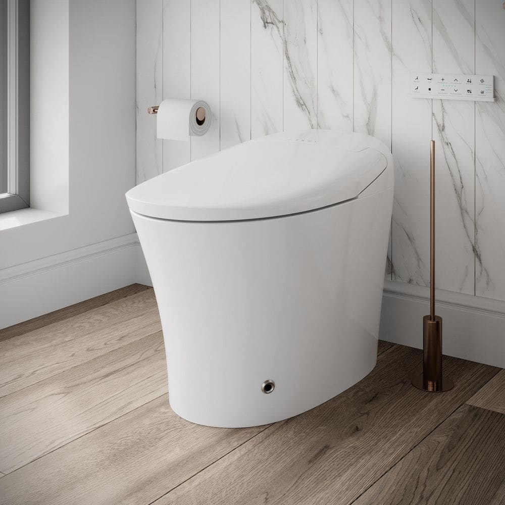 Streamline Tankless Elongated Smart Bidet Toilet in White with UV Ster ...