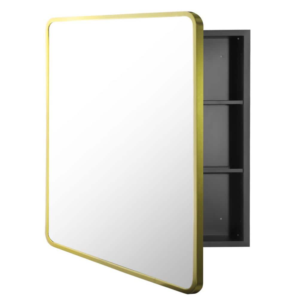 24 in. W x 30 in. H Rectangular Small Gold Metal Frame Wall mount or R ...