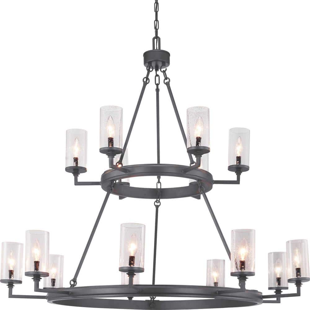 Progress Lighting Gresham Collection 15-Light Graphite Clear Seeded Gl ...