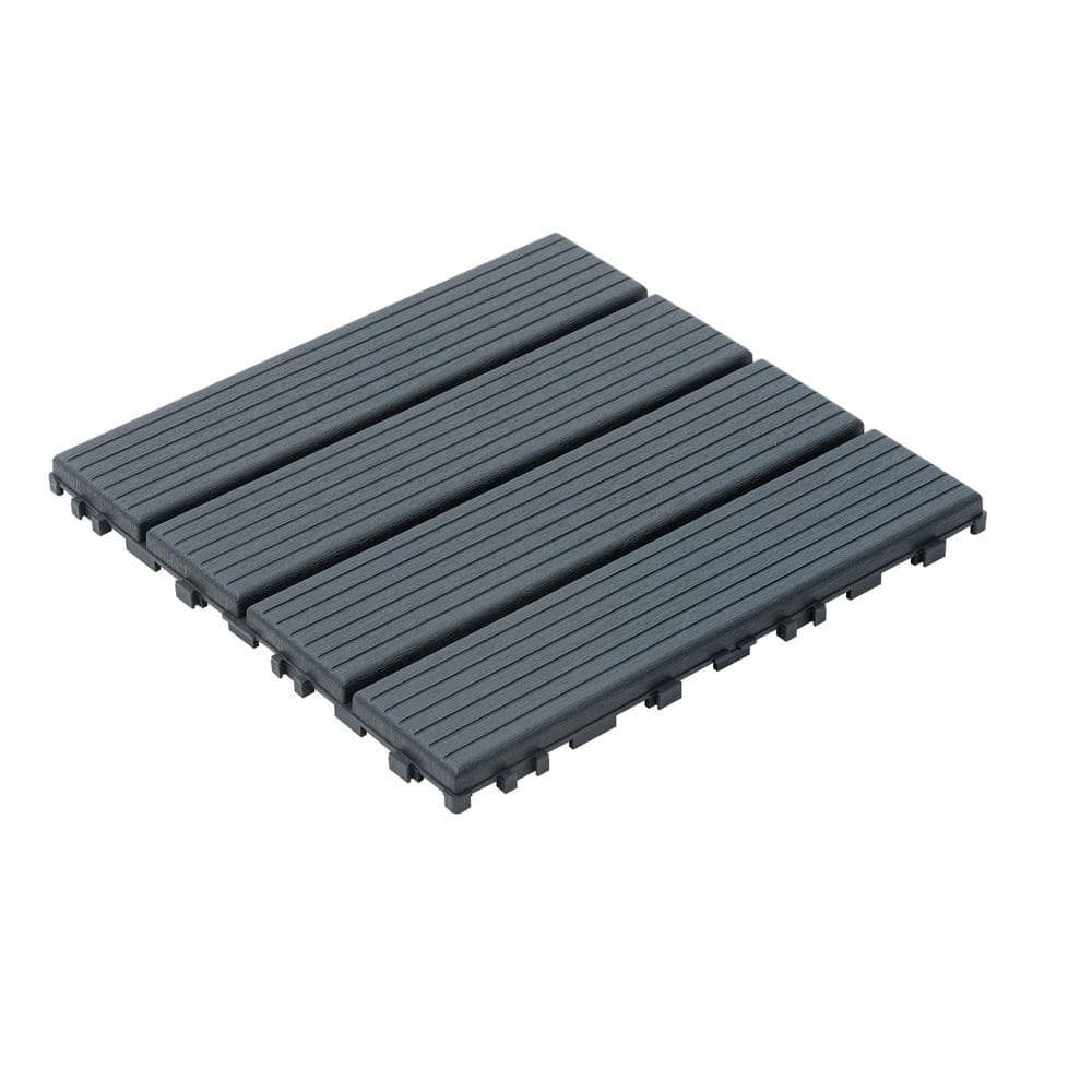 Amucolo 12 in. x 12 in. Waterproof Composite Interlocking Deck Tiles i ...