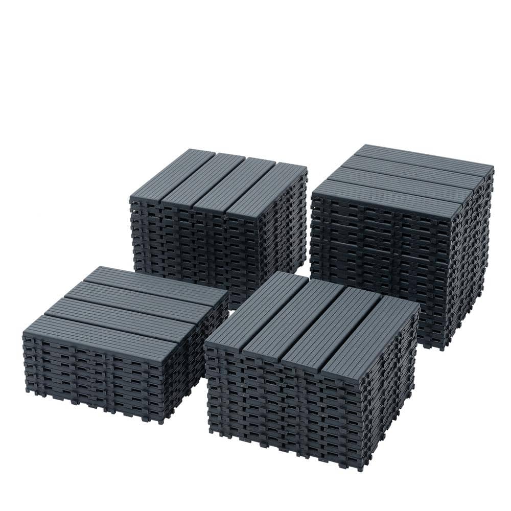 Amucolo 12 in. x 12 in. Waterproof Plastic Interlocking Deck Tiles in ...