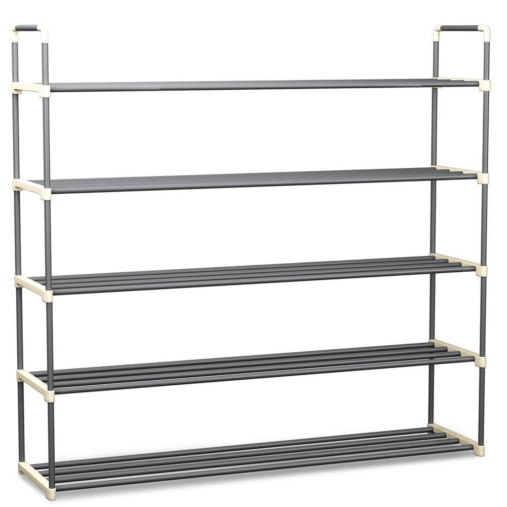370 H 30-Pair 5-Tier Gray Polymer Shoe Rack – Super Arbor